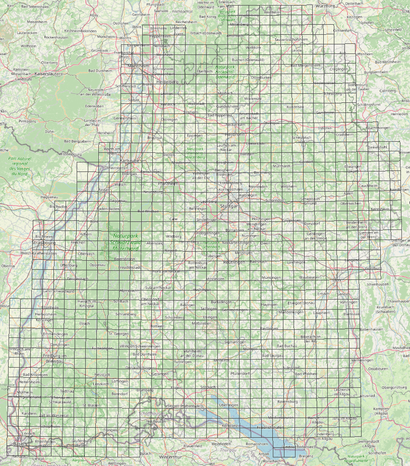 Blattschnitt TK25 Quadrant - LUBW